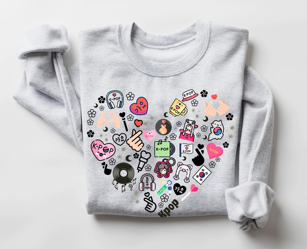 K Pop Sweatshirt K-pop Shirt Heart Crewneck K Pop Merch Gift for Her K ...
