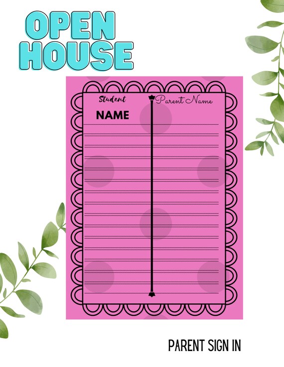 Parent Sign In Sheet Template