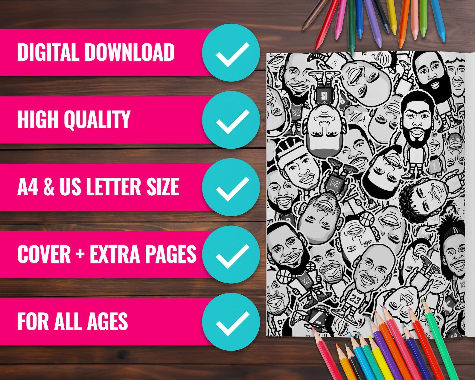 Hoops & Hues - Basketball Coloring Book - Etsy