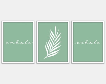 Inhale Exhale Wall Art, Set of 3 Unframed Art Prints on Canvas Style ...