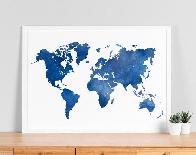 Digital Pastel Colors World Map, Printable Download, Vintage World Map ...