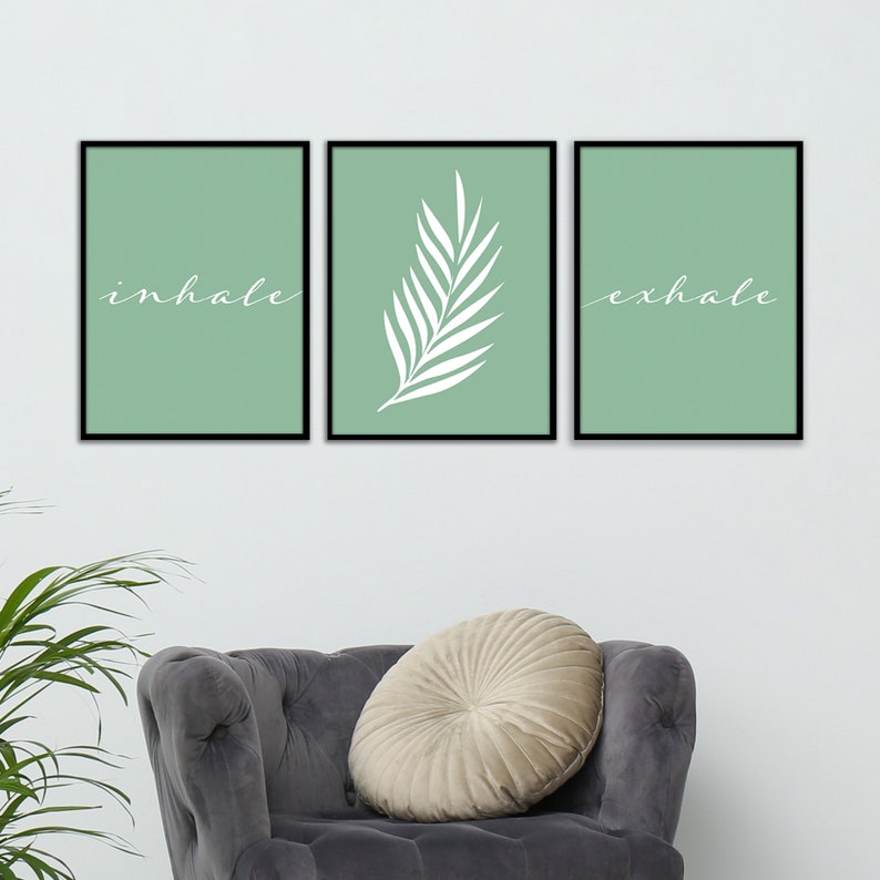 Inhale Exhale Wall Art, Set of 3 Unframed Art Prints on Canvas Style ...