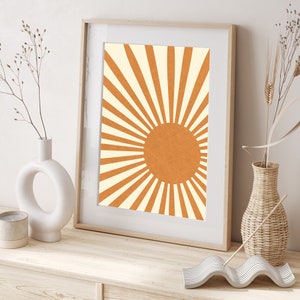 Boho Sun Wall Art Printable Digital Art - Bursting Rising Sun Rays ...