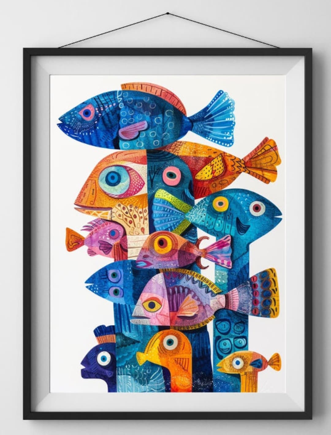 Modern Abstract Fish Wall Art | Colorful Ocean Marine Life Print ...