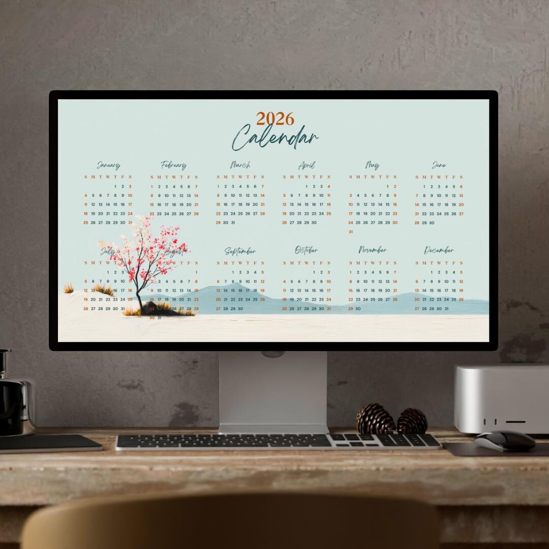 Quiet Year 2026 - A Minimalist Desktop Calendar- Digital Download - Etsy