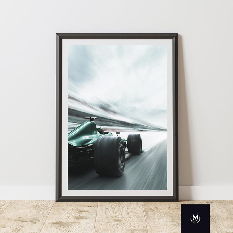 Formula 1 Poster - High-speed Formula 1 Wall Art, Green Racing Car ...