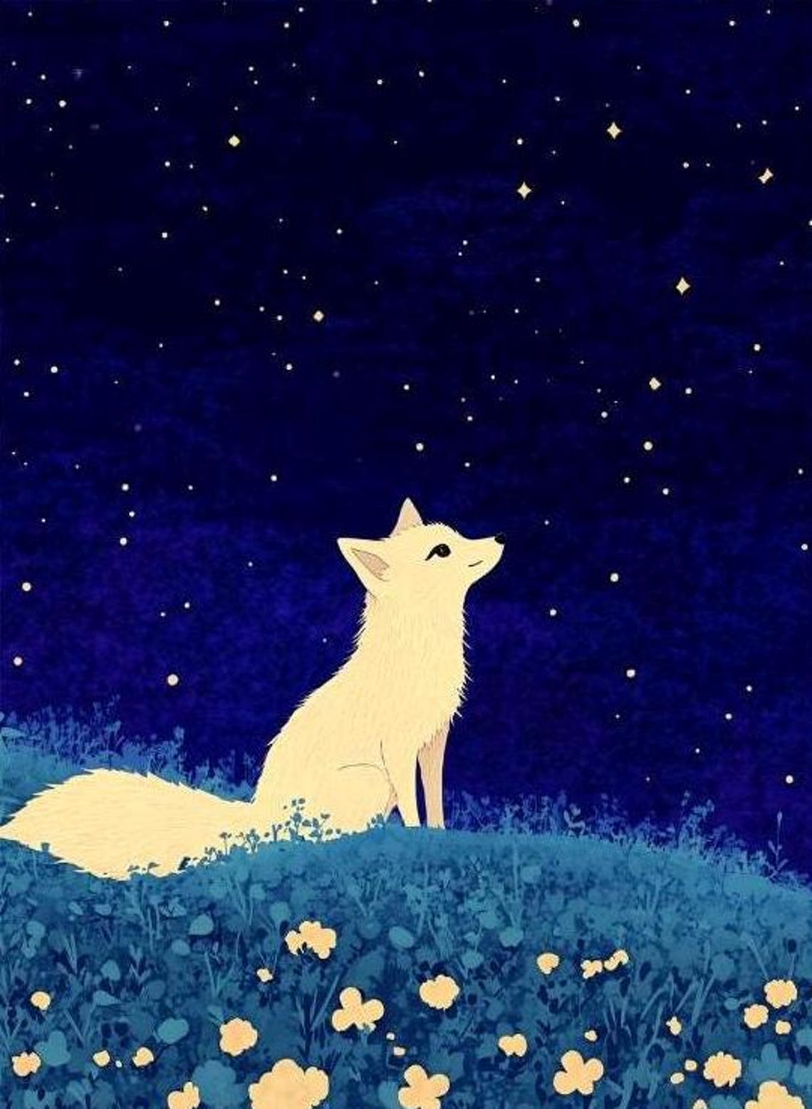 Fox Starry Night Nursery Art Print: Woodland Animal Decor (digital ...