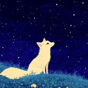 Fox Starry Night Nursery Art Print: Woodland Animal Decor (digital ...