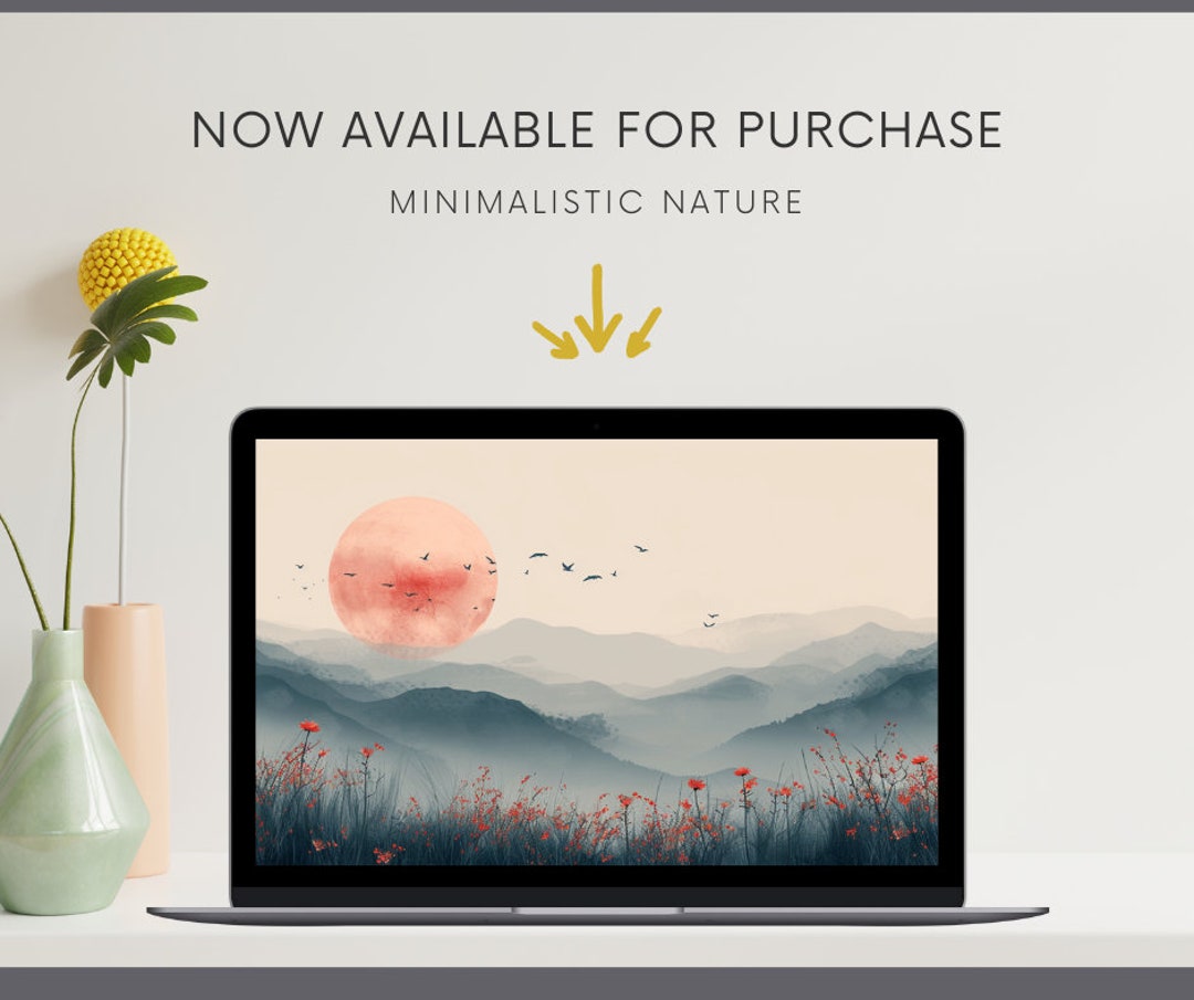 2025 Minimalist Nature Calendar Wallpaper - Serene Mountain and Poppy ...