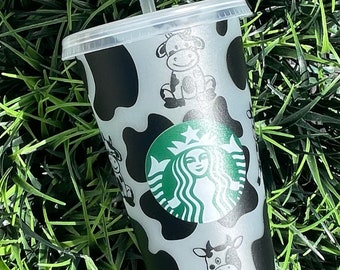 Stitch Cow Print Starbucks Cup Starbucks Cold Cup Reusable Cup 24oz ...
