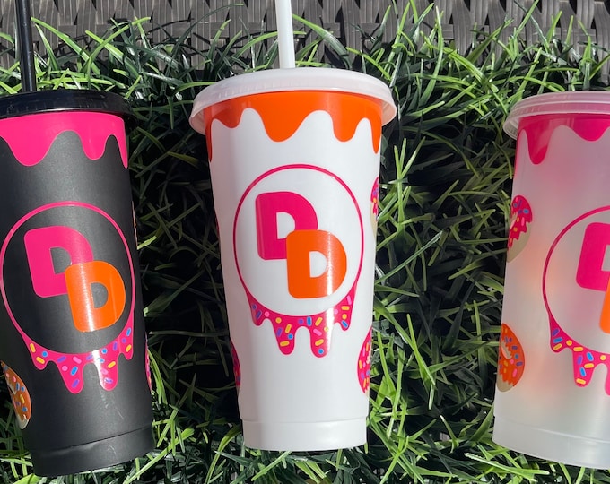 Dunkin Donuts Inspired Tumbler, Donut Drip Cold Cup 24 Oz, Coffee Venti ...