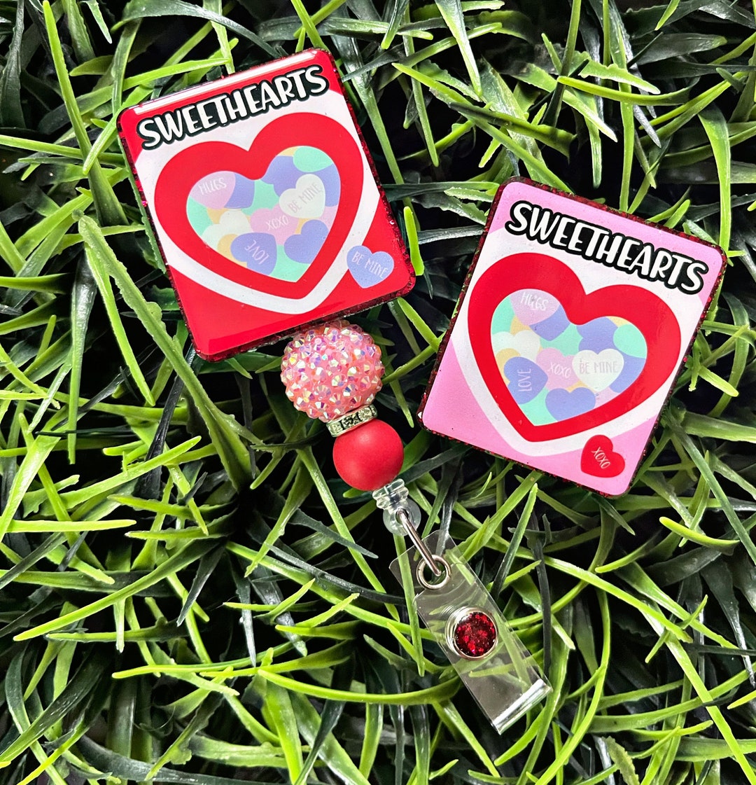 Valentines Day Sweethearts Badge Reel Holiday Badge ID Holder Nurse ...