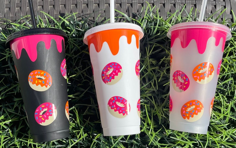Dunkin Donuts Inspired Tumbler Donut Drip Cold Cup 24 Oz - Etsy