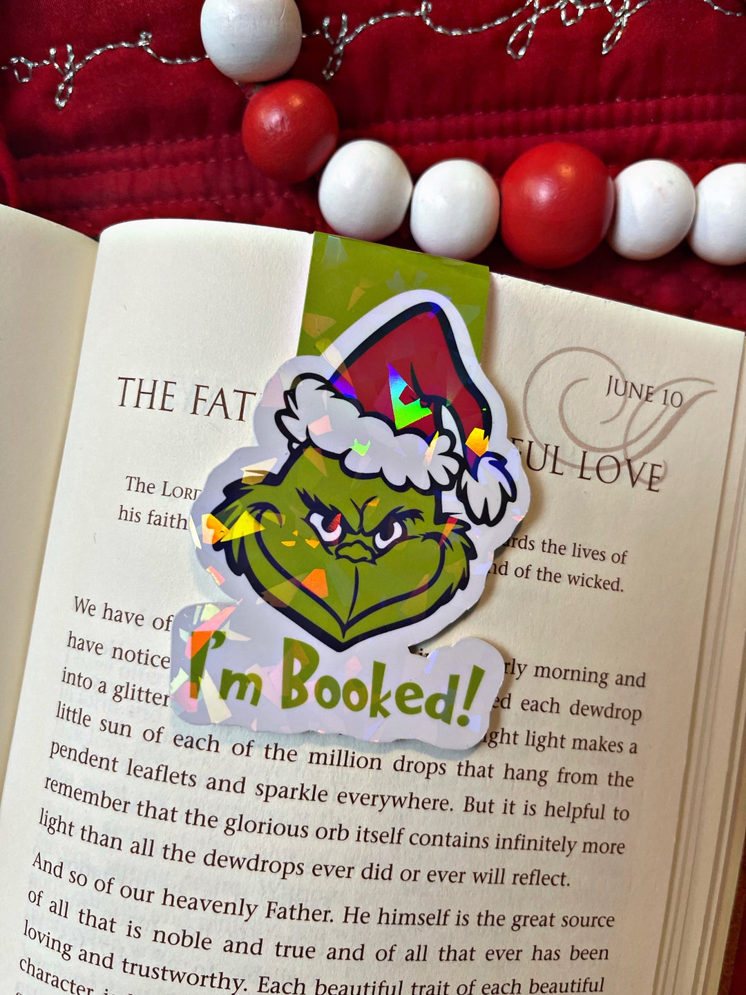 Christmas Bookmark, Grinch Magnetic Bookmark, Reading Accessory, Book ...