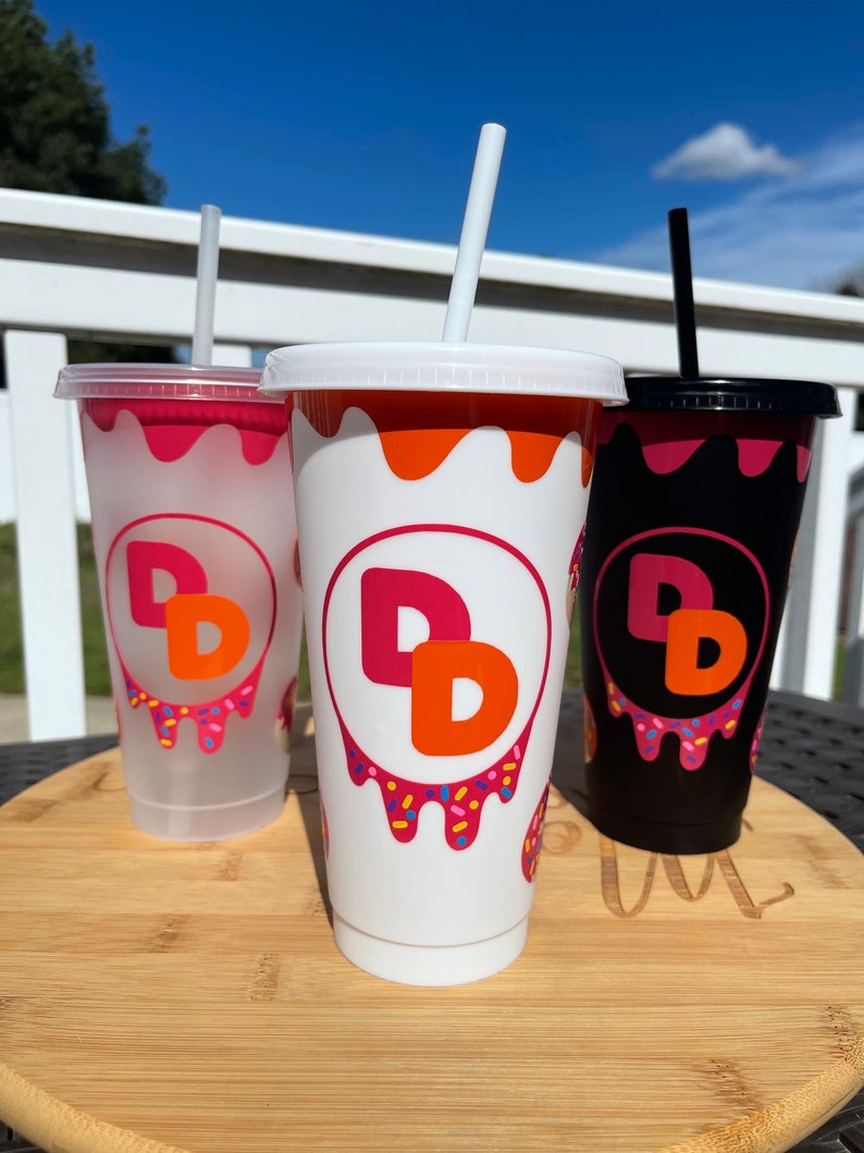 Dunkin Donuts Inspired Tumbler Donut Drip Cold Cup 24 Oz - Etsy
