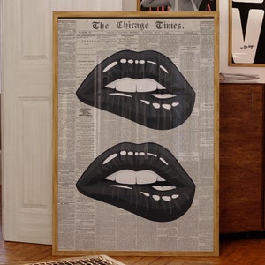 Lips Poster-70s Art Print-wall Print-preppy Poster-trippy Wall Art ...