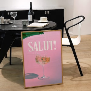 Retro Salut Cheers Art Print-preppy Bar Cart Art Decor-trendy Bar Art ...