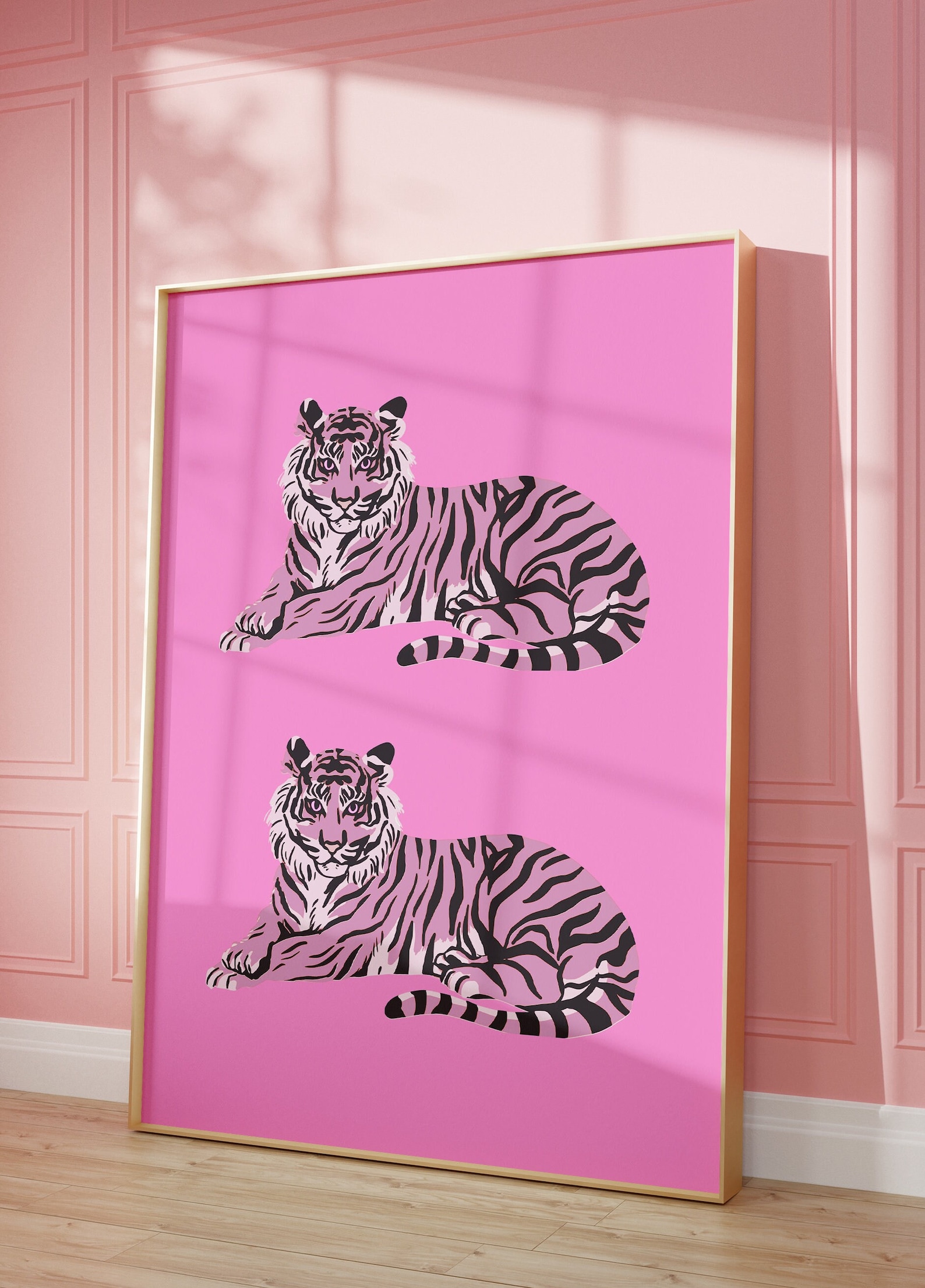 Aesthetic Pink Tiger Art Print-trendy Art Prints-dorm Decor-funky Print ...