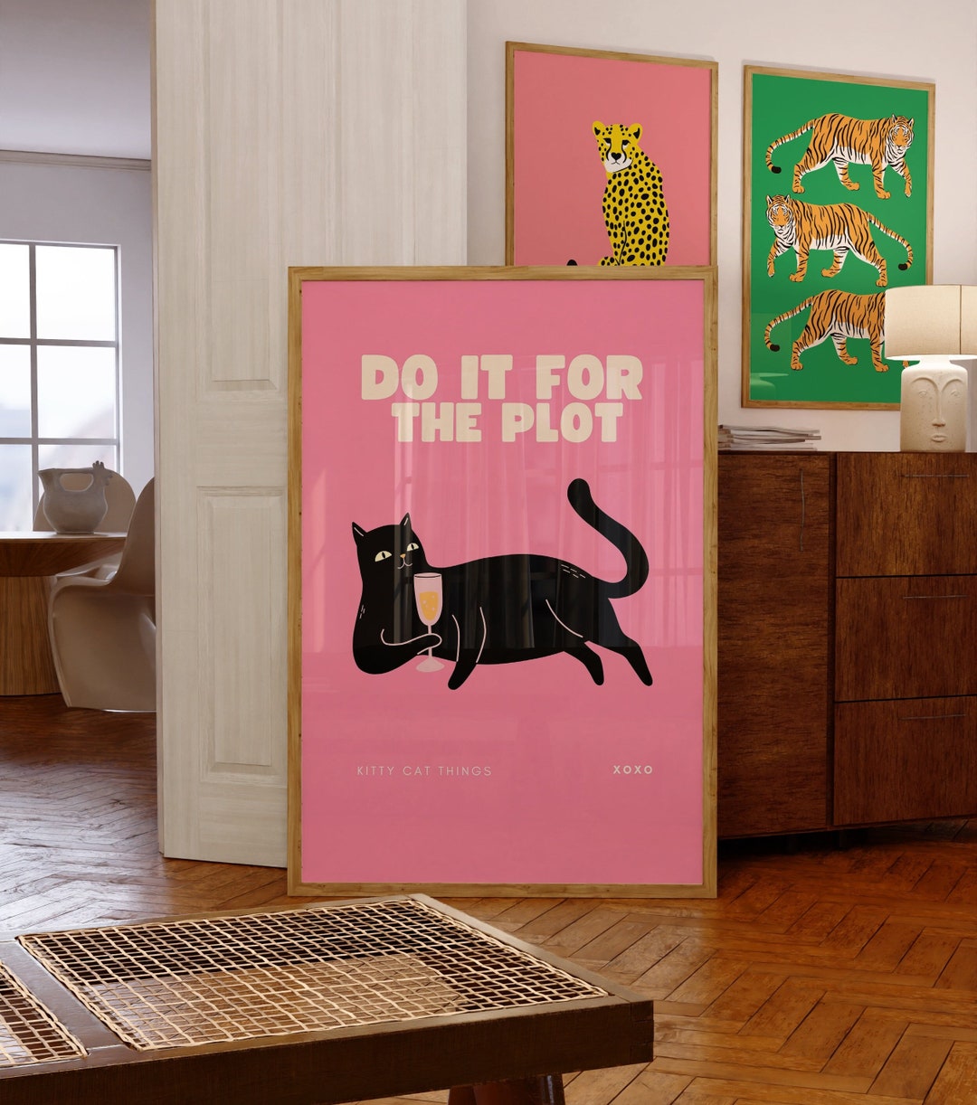 Trendy Do It for the Plot Print-black Cat Wall Art Decor-funny Cat ...
