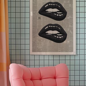 Lips Poster-70s Art Print-wall Print-preppy Poster-trippy Wall Art ...