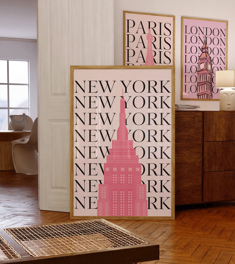 Set of 5 Preppy Travel Print-new York City Travel Print-london Travel ...