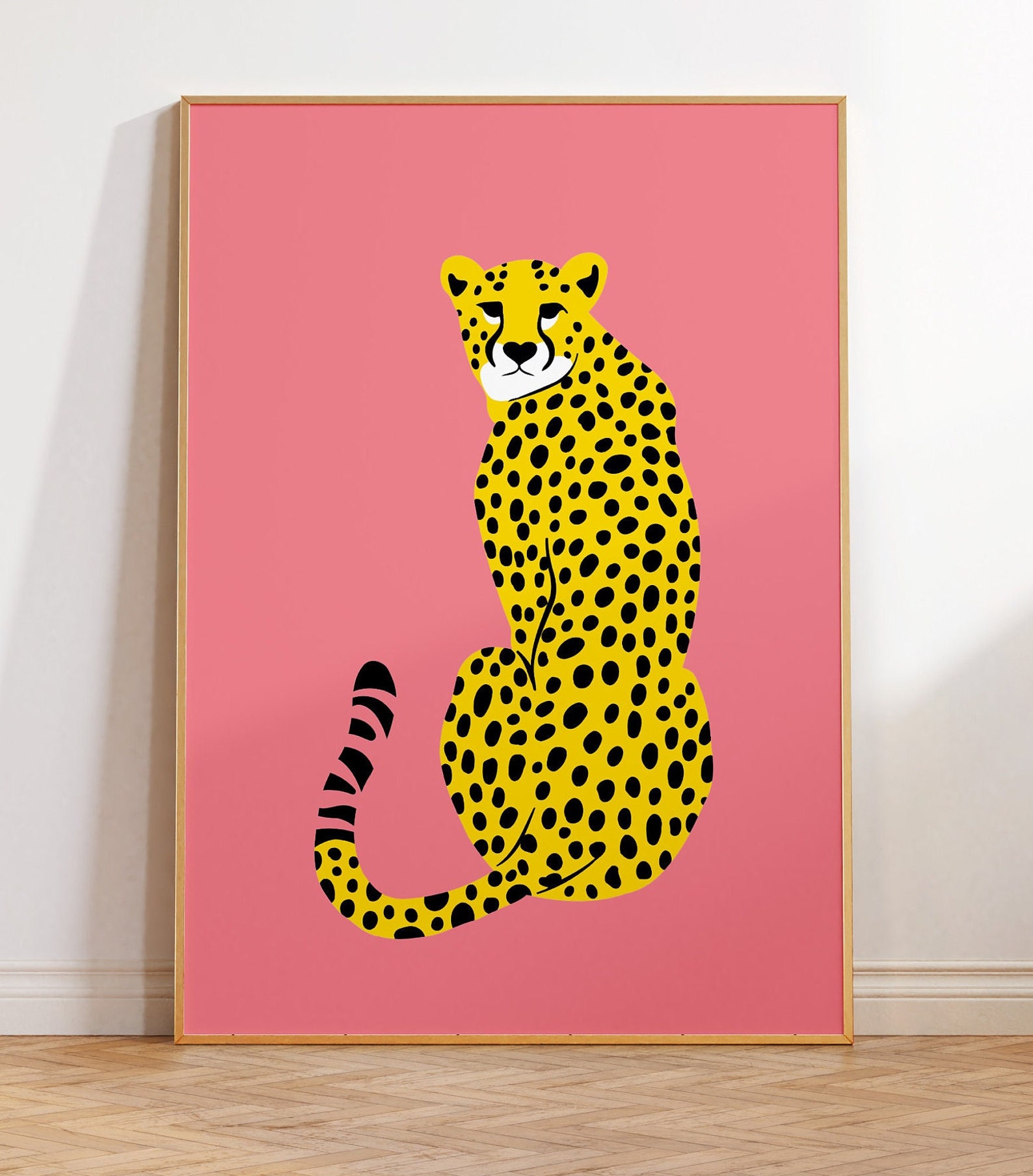 Retro Cheetah Print-pink Leopard Art Print-jungle Poster-minimal ...