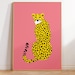 Retro Cheetah Print-pink Leopard Art Print-jungle Poster-minimal ...