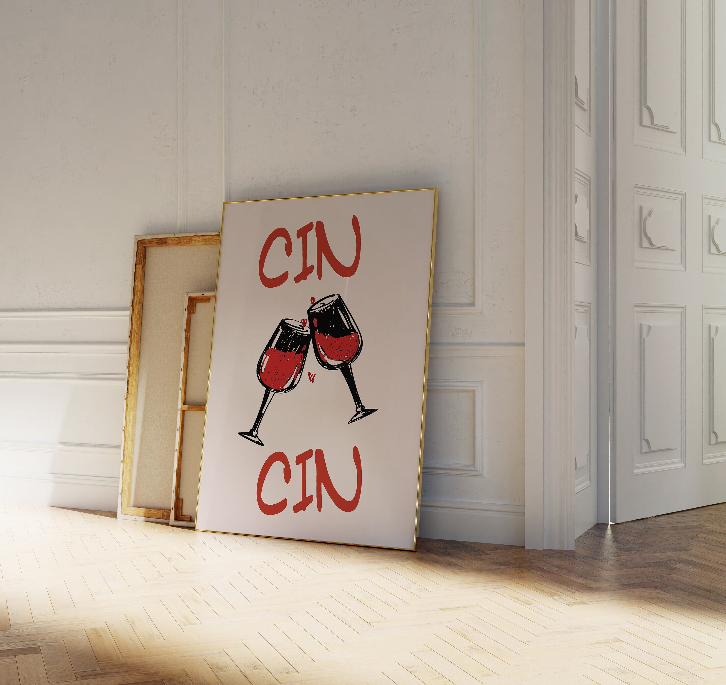 Cin Cin Print-cheers Print-fun Kitchen Art-retro Wine - Etsy