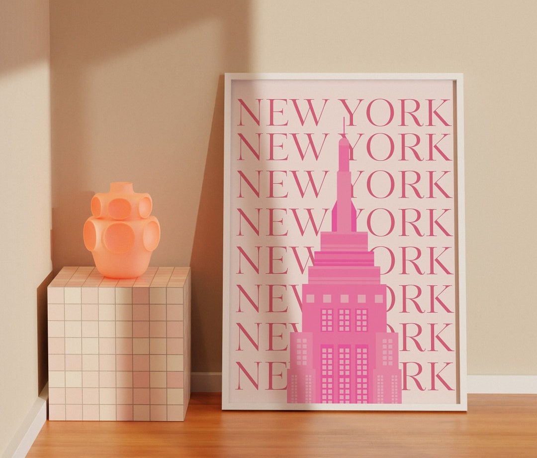 New York City Travel Print-cute Trendy Wall Art-pink NYC Travel ...