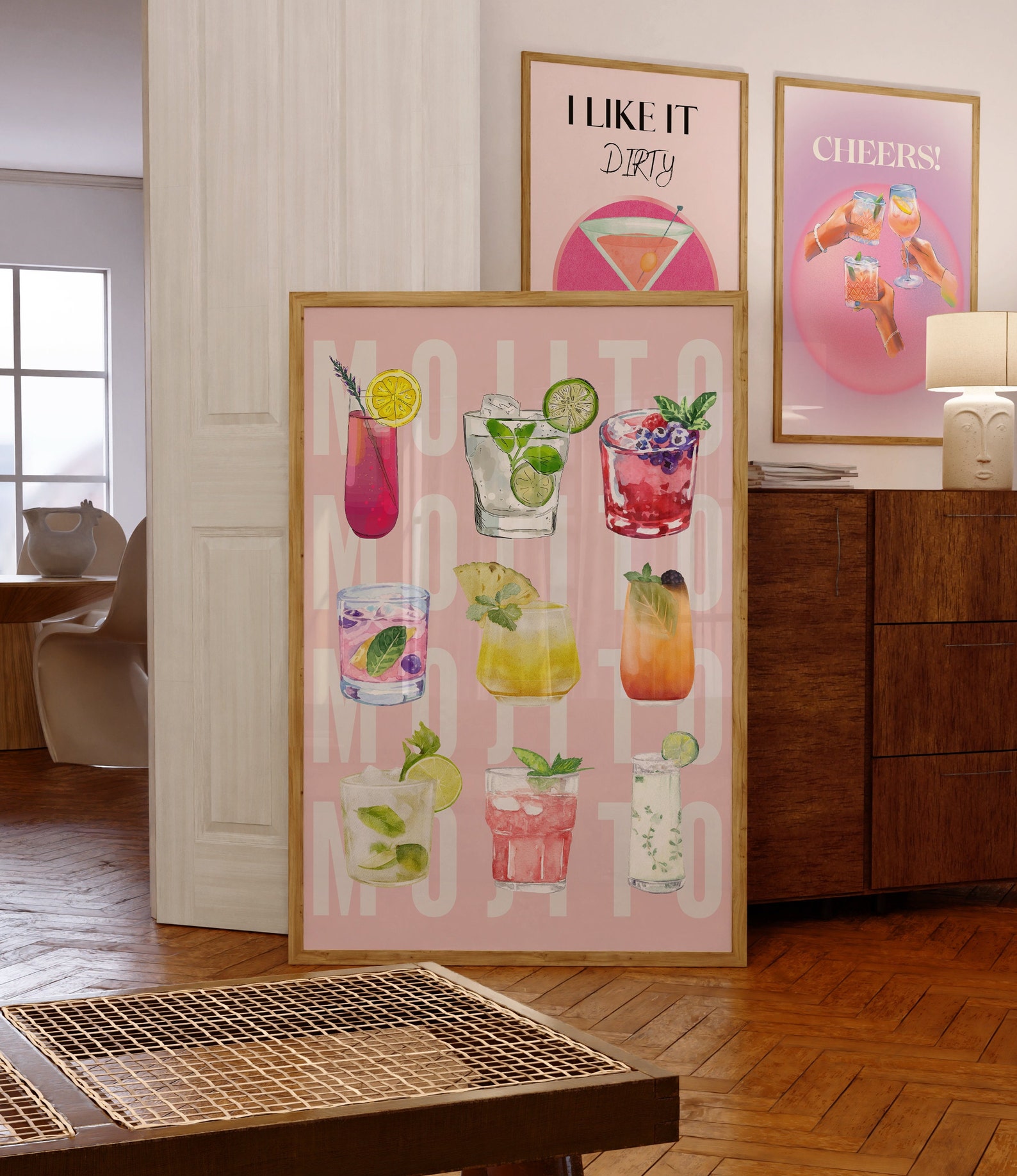 Retro Mojito Cocktail Print-aesthetic Girly Bar Cart - Etsy