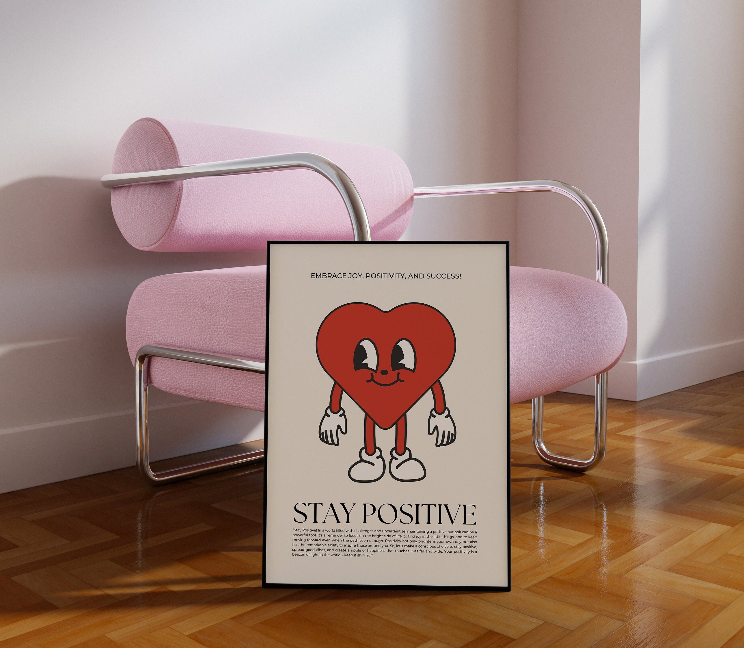 Bleib positiv Print-Retro Wand Kunst Print-Retro Cartoon Charakter-70er ...