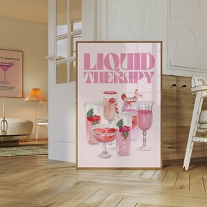 Liquid Therapy Wall Print-retro Kitchen Wall Decor-bar Cart Art-digital ...
