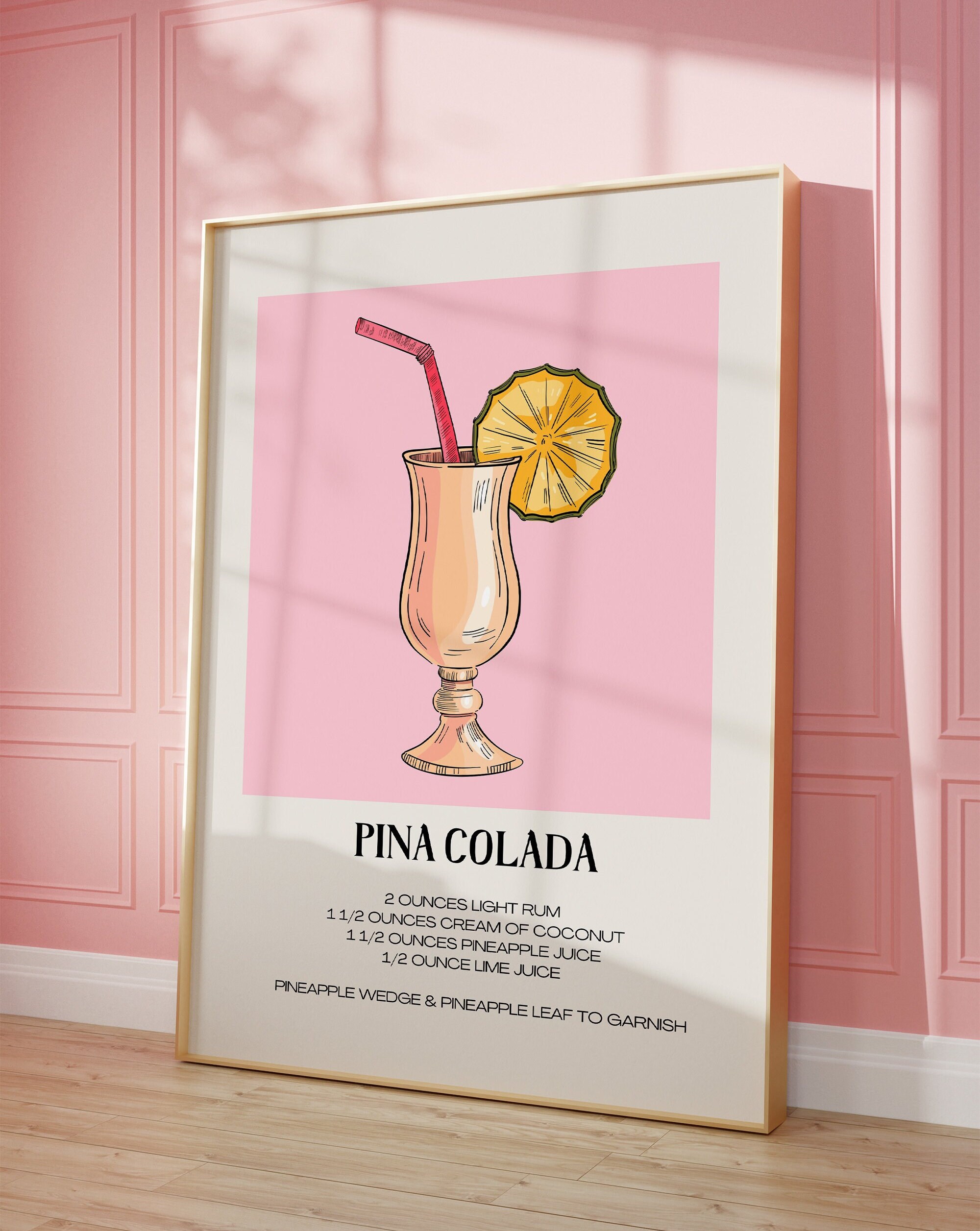 Pina Colada Poster-bar Cart Art-retro Bar Art-trendy Wall Art-cocktails ...