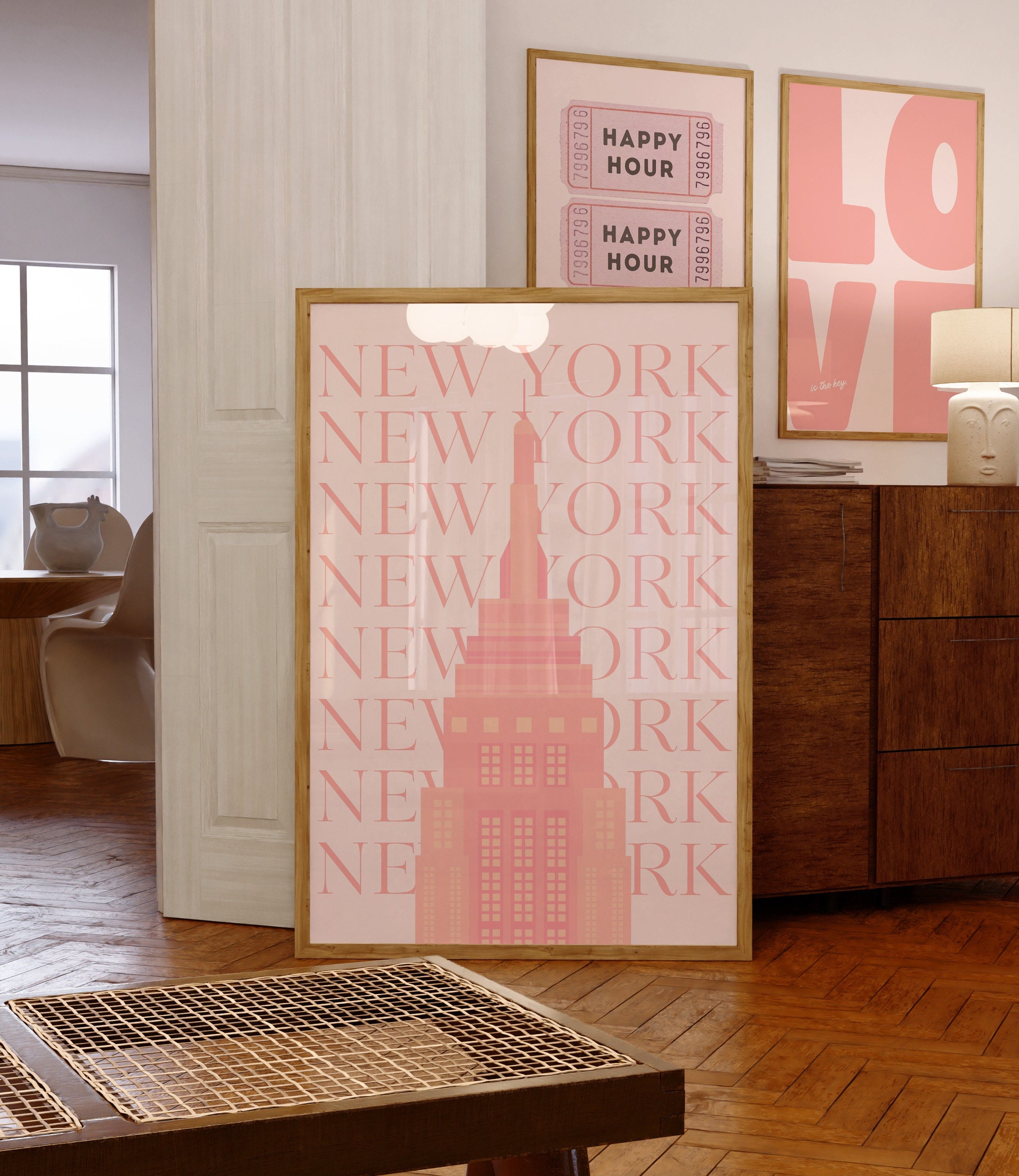 New York City Travel Print-cute Trendy Wall Art-pink NYC Travel ...