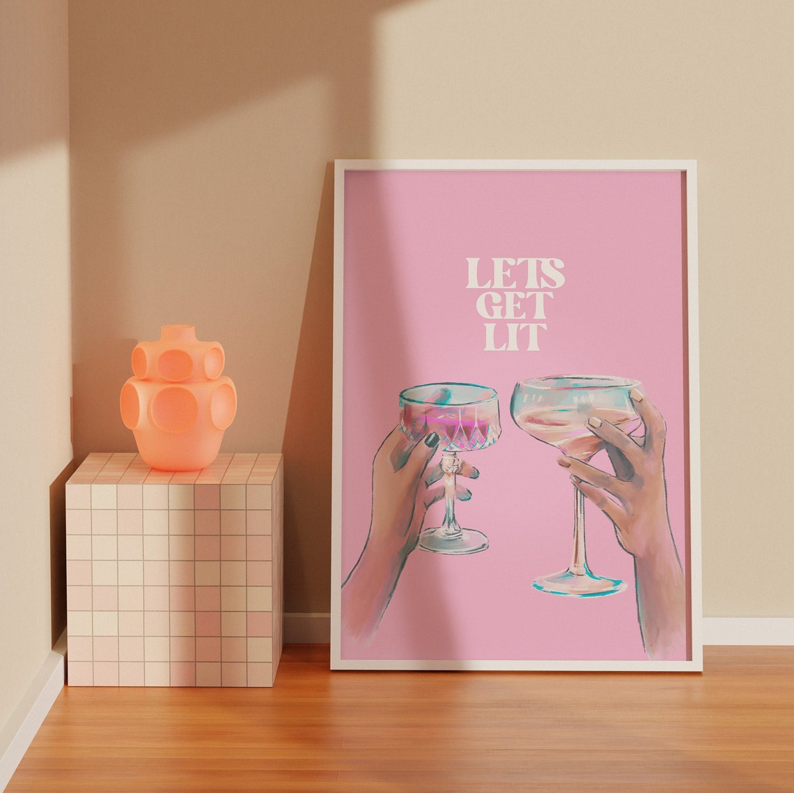 Aesthetic Let's Get Lit Cocktail Print-retro Alcohol - Etsy