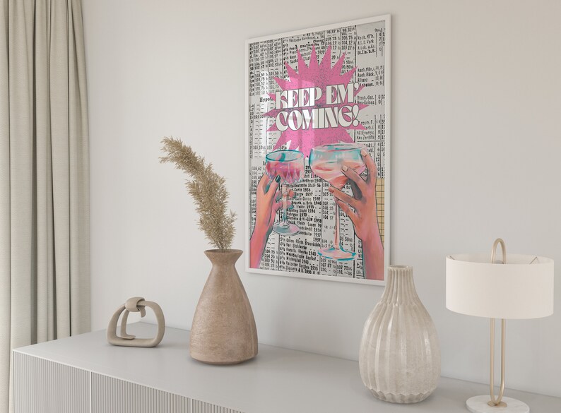 Keep Em Coming Print-retro Bar Cart Art-trendy Newspaper Printable Art ...