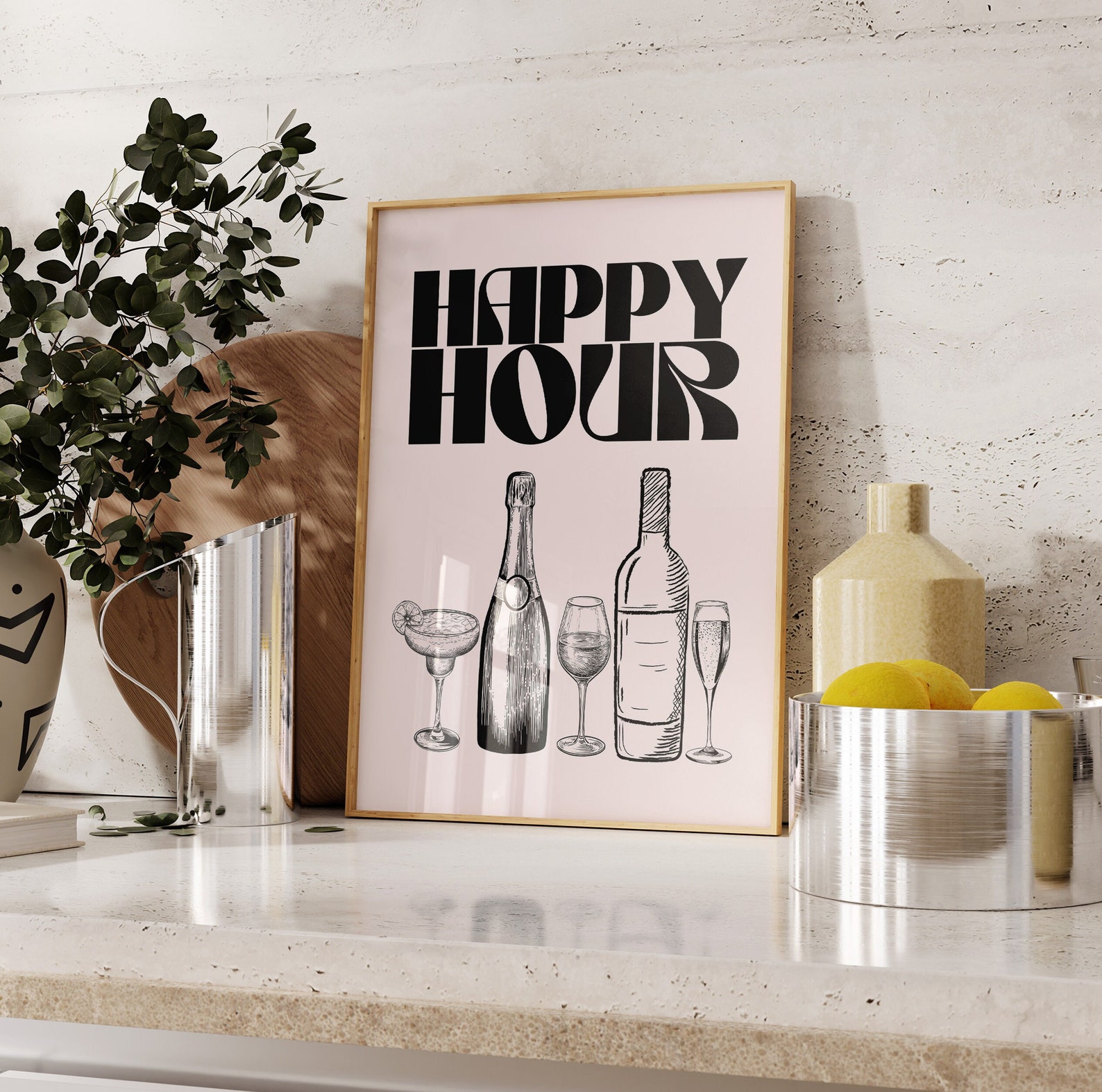 Retro Champagne Posters-cocktail Wall Art Print-girly Bar Cart Art ...