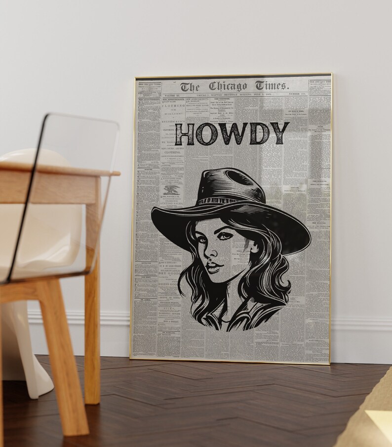 Howdy Poster-cowgirl Art-western Art Print-wild West Art-trendy Wall ...