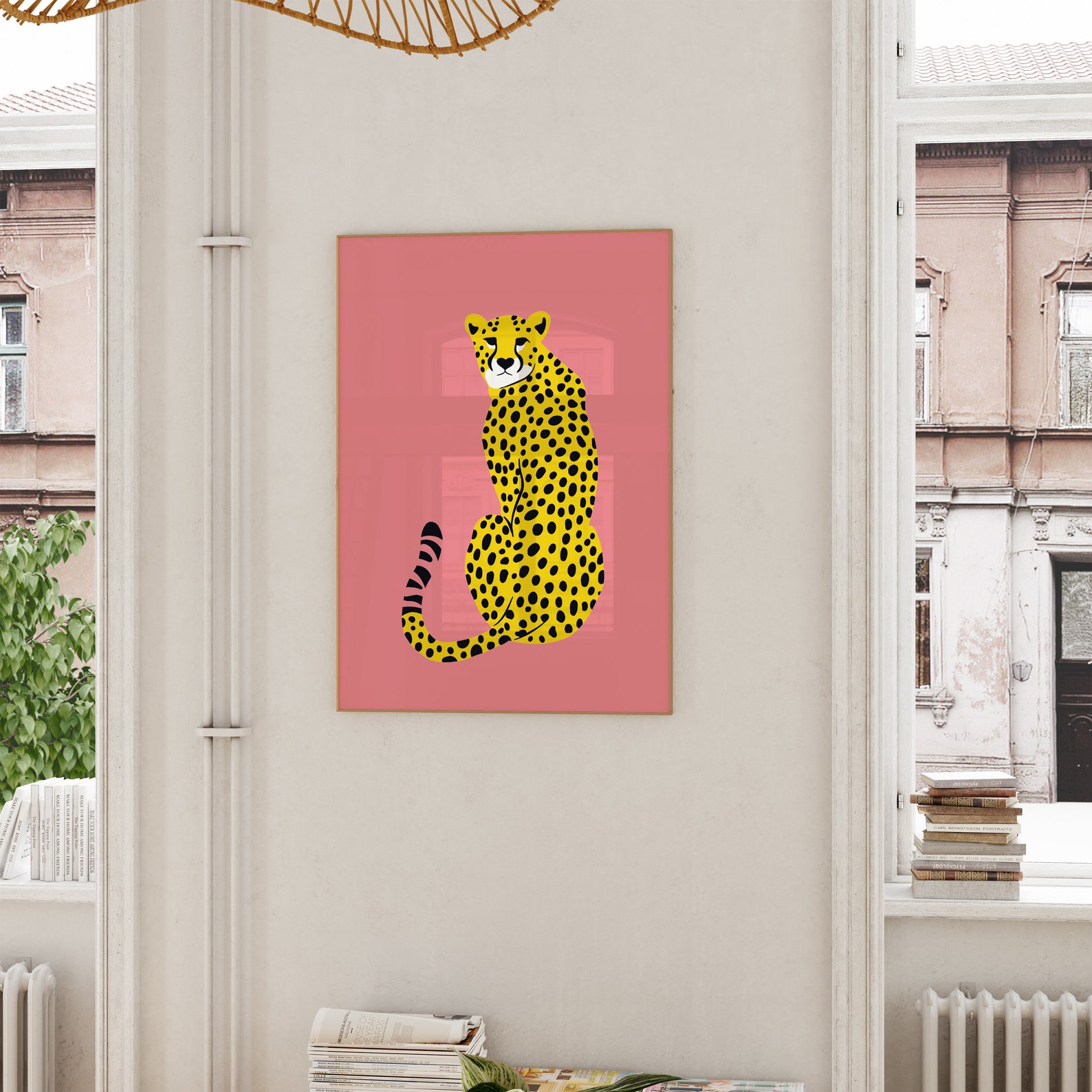 Retro Cheetah Print-pink Leopard Art Print-jungle Poster-minimal ...