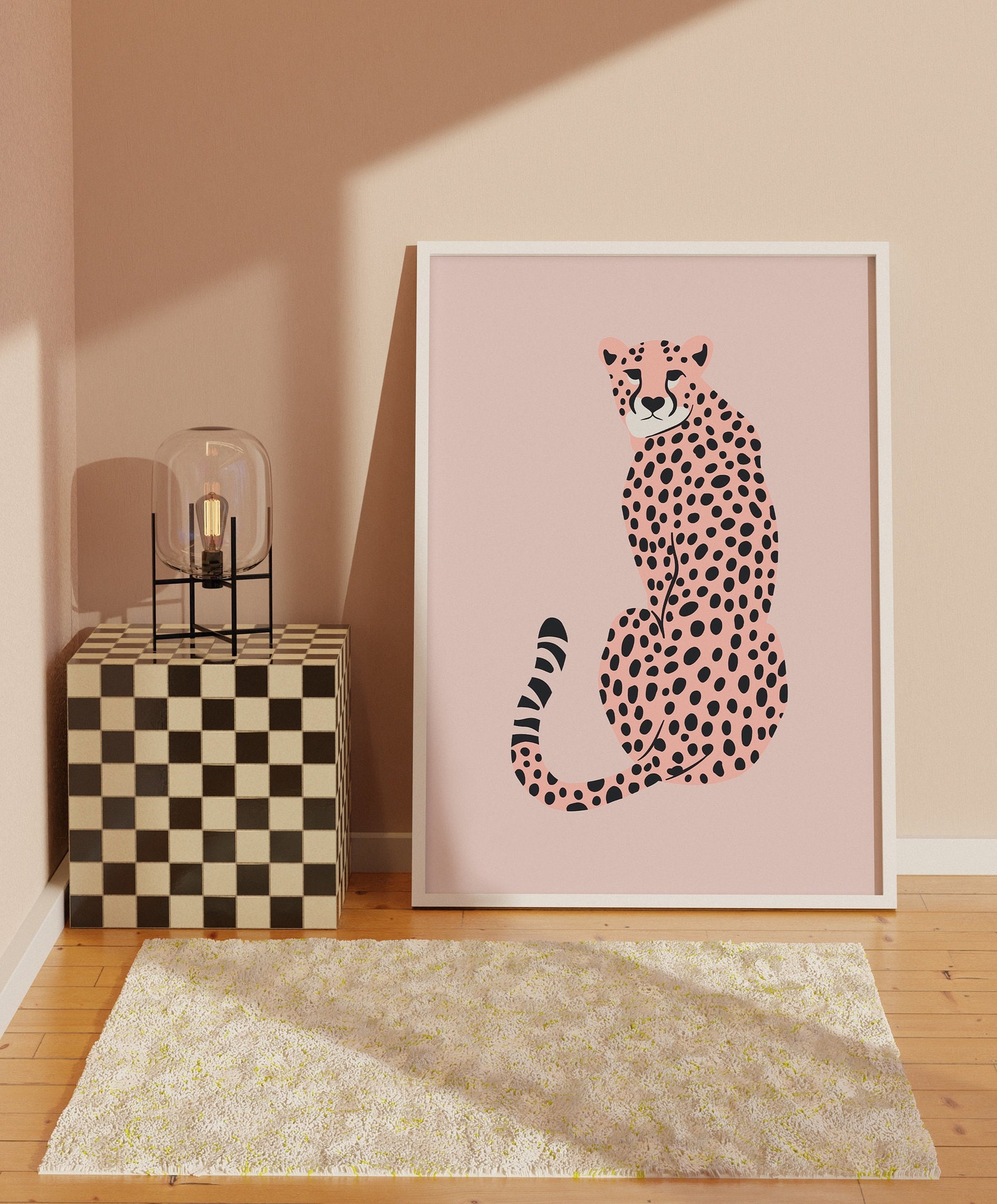 Aesthetic Pink Cheetah Animal Art Print-trendy Art Prints-preppy Dorm ...