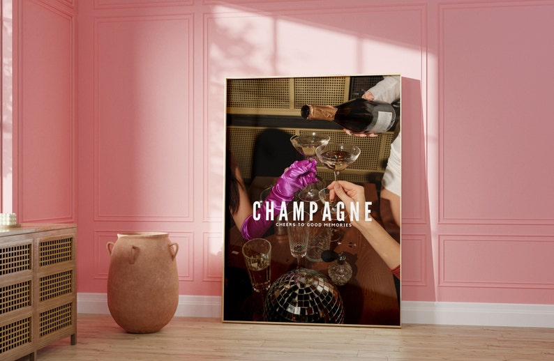 Retro Champagne Art Print-vintage Poster-retro Disco and Champagne Wall ...