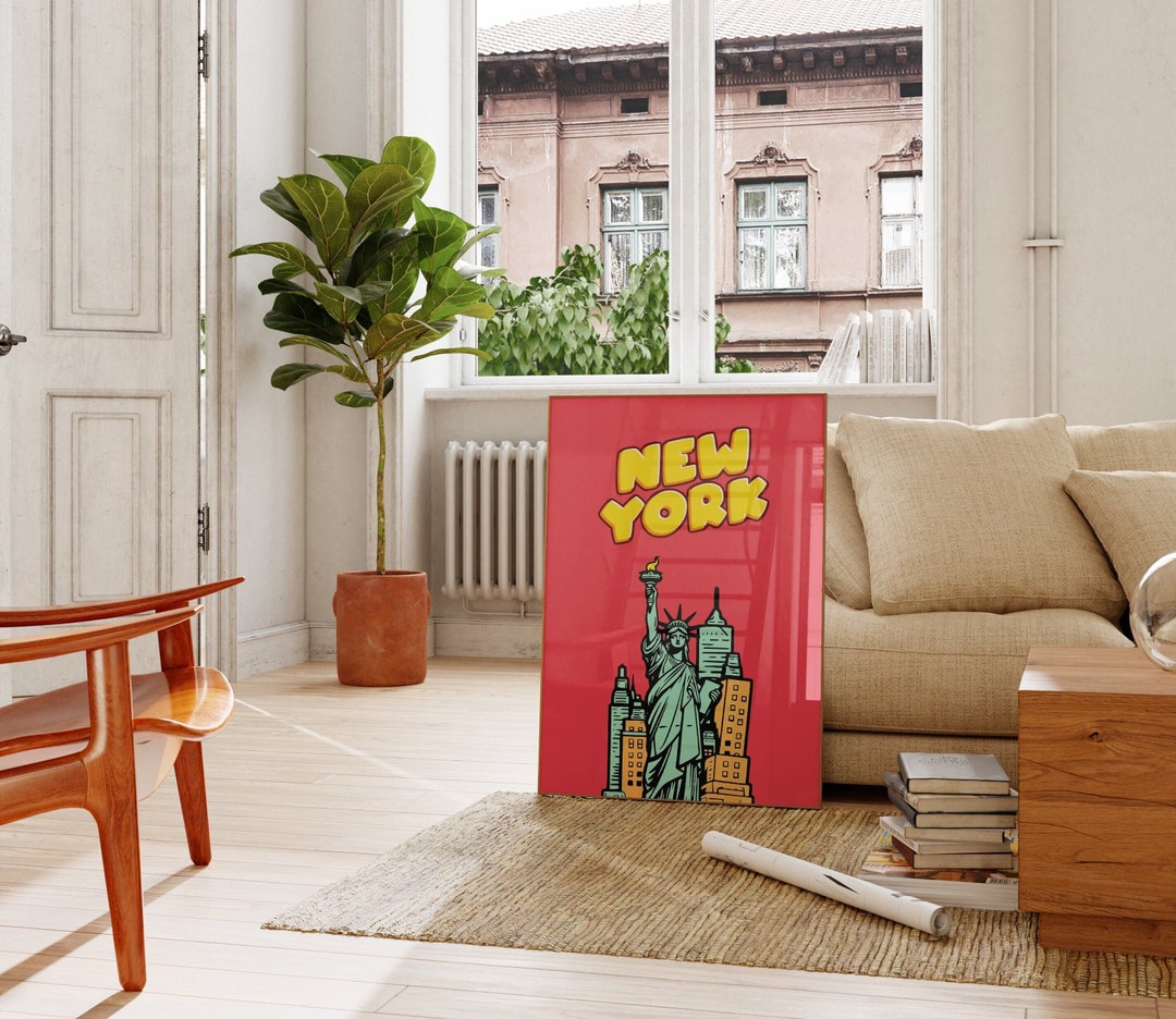 New York City Travel Print-cute Trendy Wall Art-red NYC Travel ...