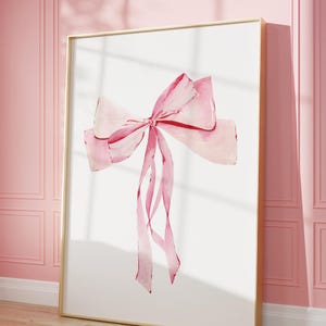 Bow Print Pink, Coquette Aesthetic Print, Pink Nursery Girly Wall Art ...