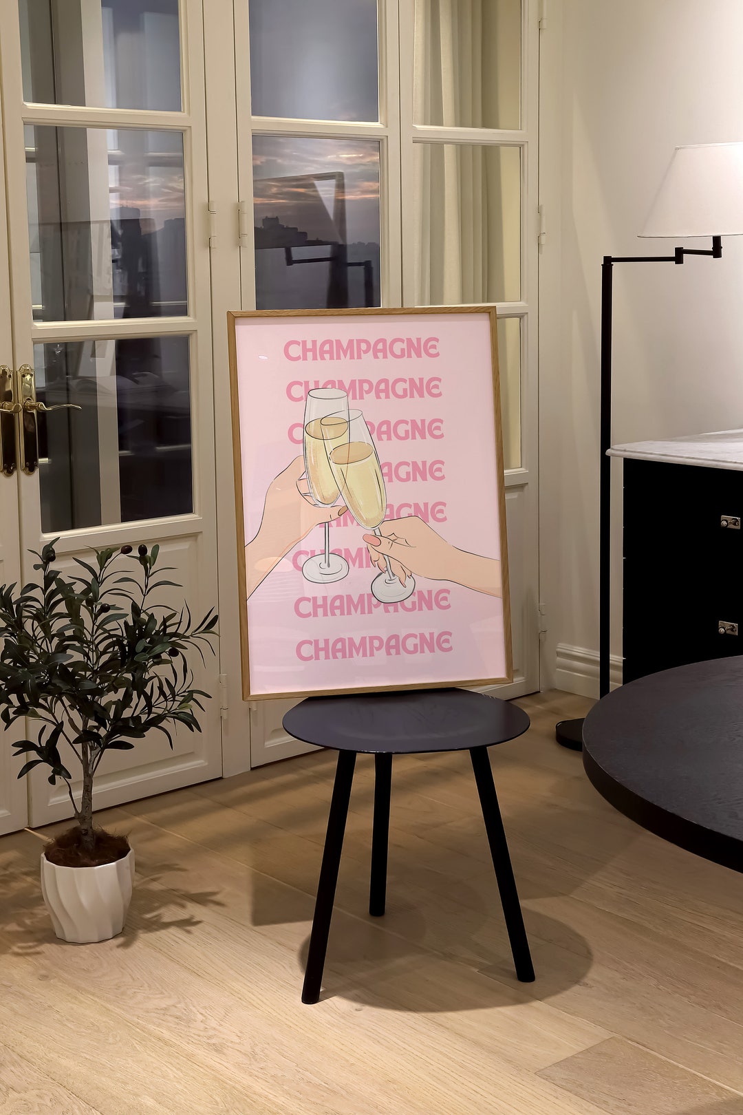 Retro Champagne Poster-aesthetic Girly Bar Cart Art-preppy - Etsy