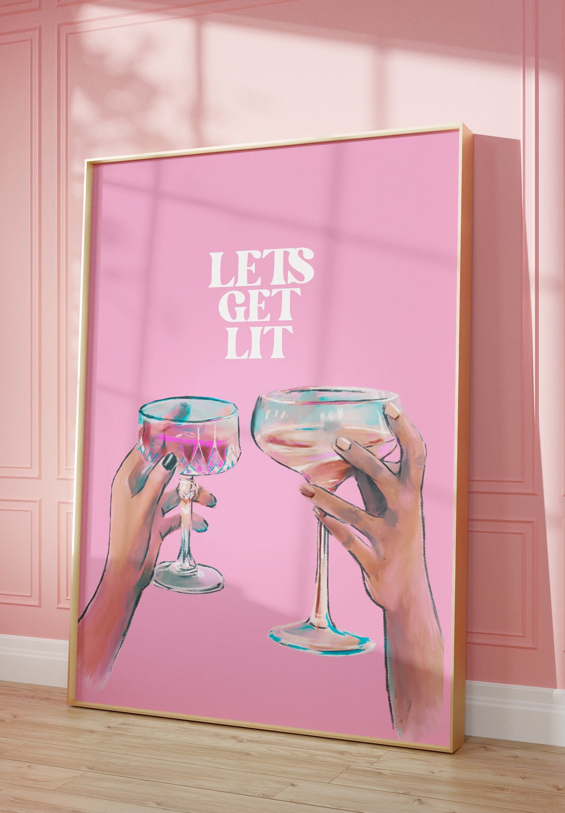 Aesthetic Let's Get Lit Cocktail Print-retro Alcohol - Etsy