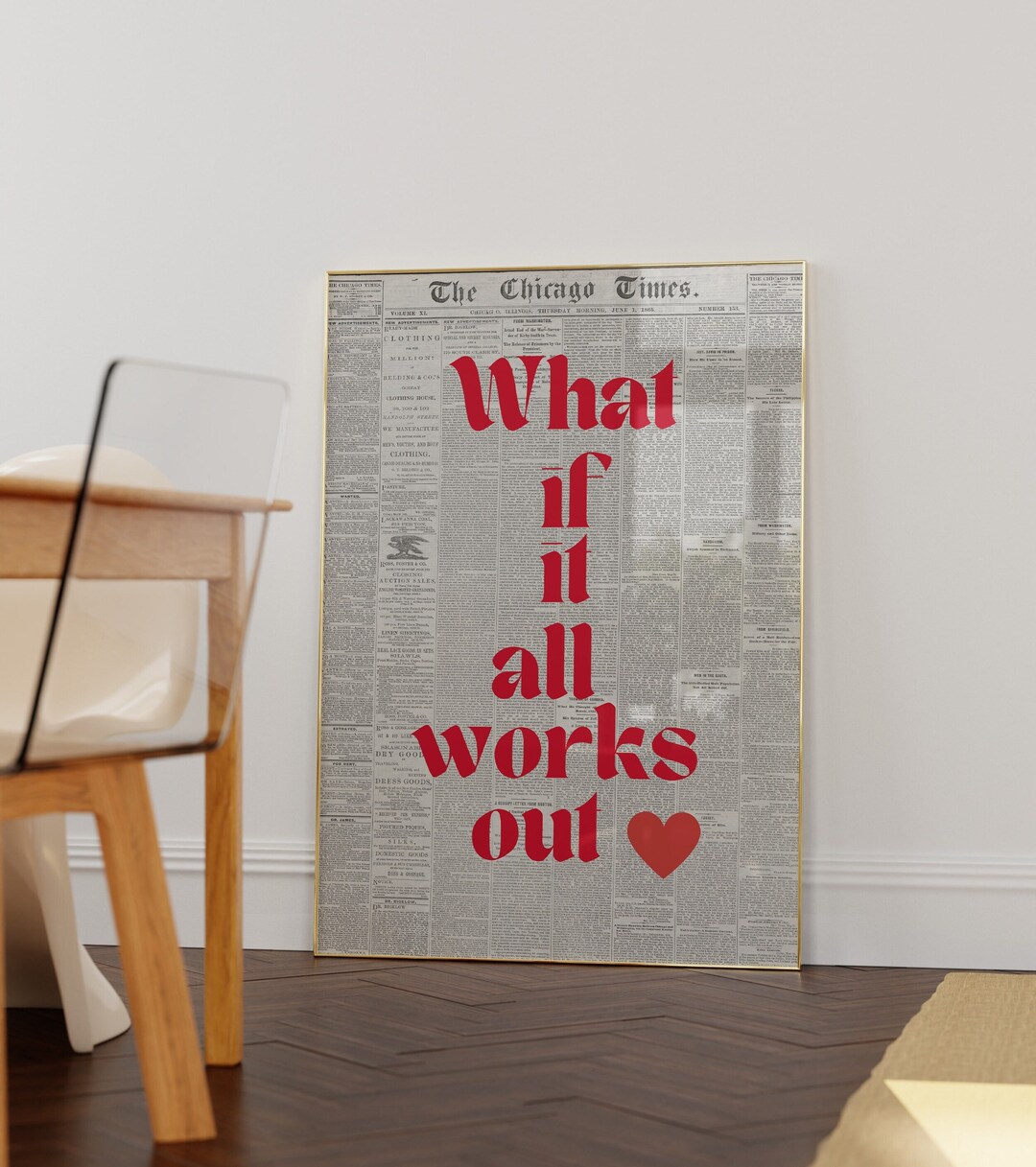 What If It All Works Out Newspaper Print-trendy Wall Art Print-retro ...