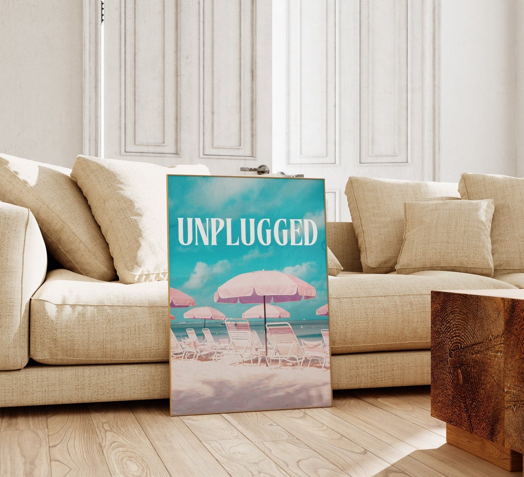 Unplugged Vintage Beach Chair Print-trendy Beach Wall Art-retro Beach ...