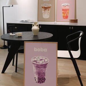 Trendy Bobba Latte Refresher Set of 3 Wall Art-bubble Tea Art-cute ...