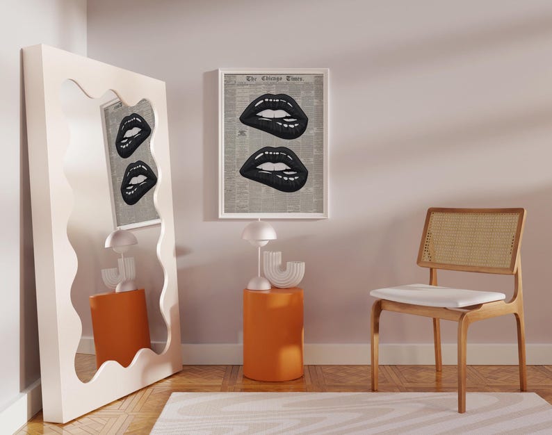 Lips Poster-70s Art Print-wall Print-preppy Poster-trippy Wall Art ...