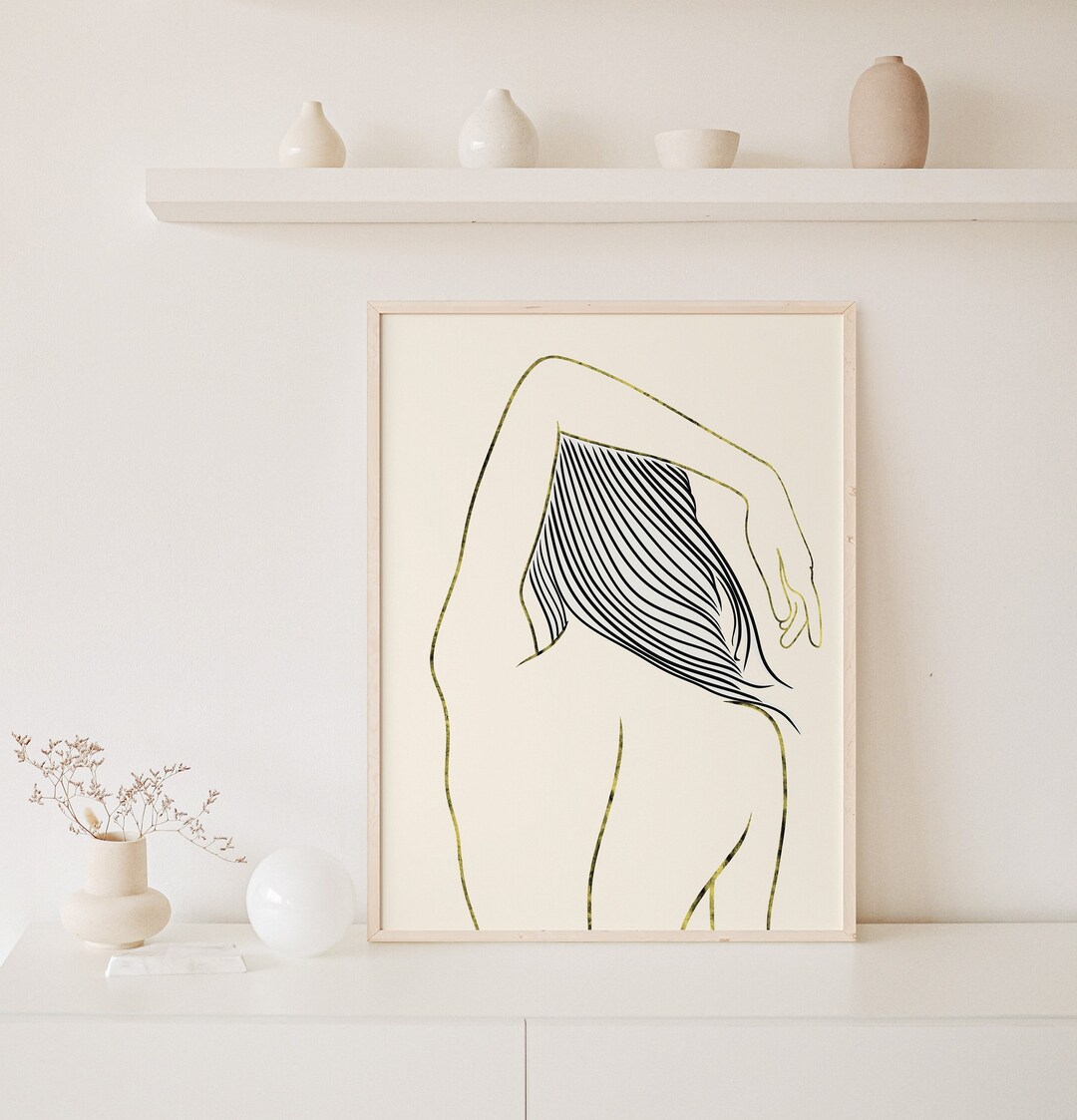 Female Back Line Art, Woman Back Line Art, Positive Ladys Back Digital ...